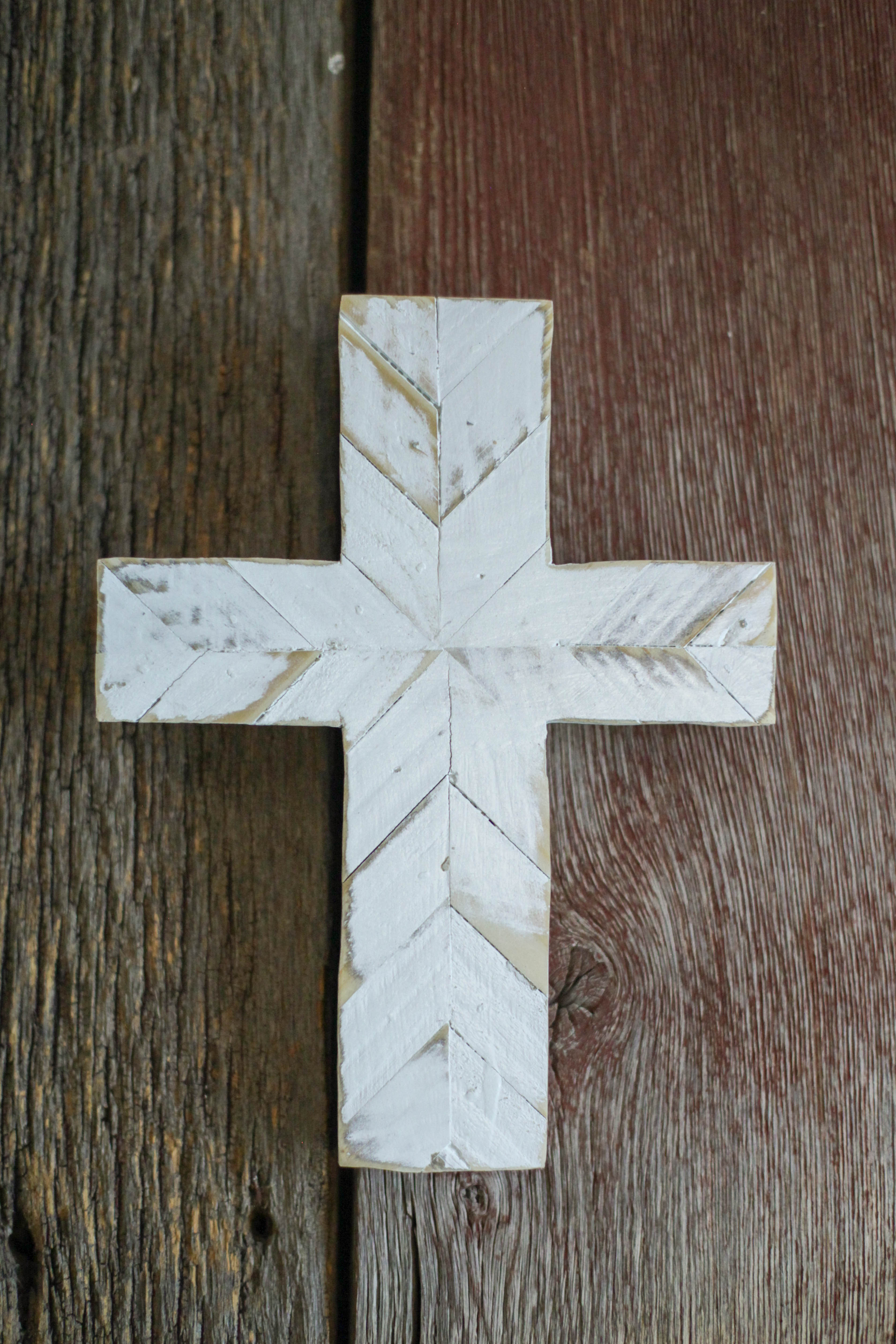 Chevron White Cross- Small - Grace and Mimi