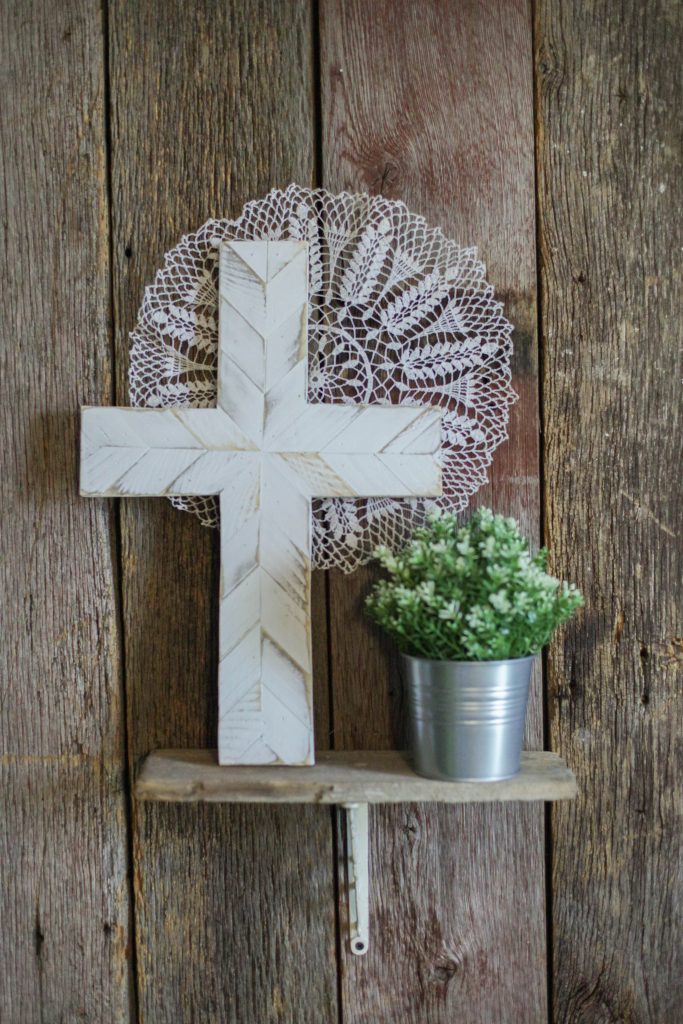 Chevron White Cross- Large - Grace and Mimi